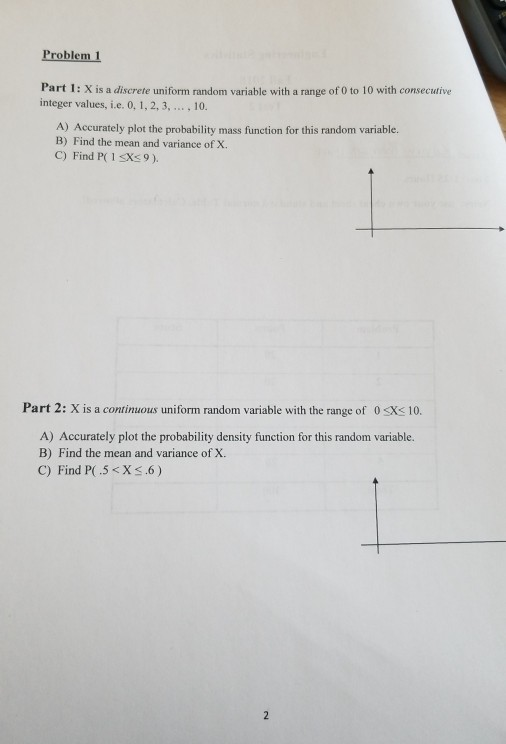 Solved Problem Part I: X is a discrete uniform random | Chegg.com