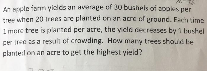 Solved An apple farm yields an average of 30 bushels of | Chegg.com