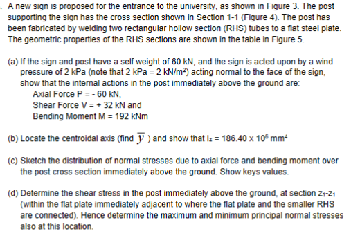Section 1-1 (cross section of post - refer to | Chegg.com