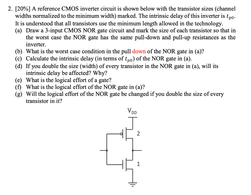 Solved 2. [20%] A reference CMOS inverter circuit is shown | Chegg.com