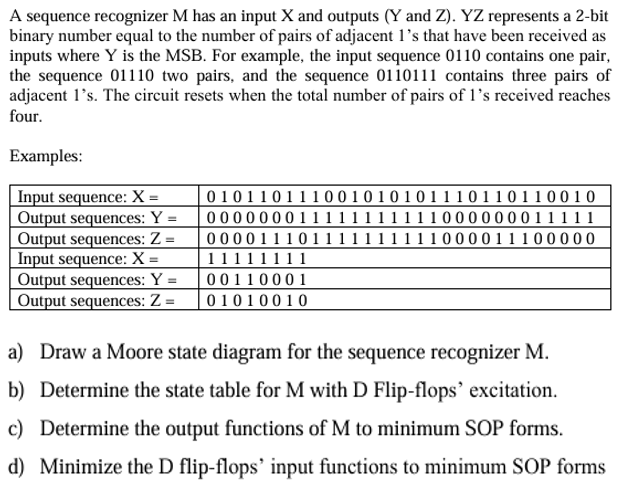 a) ﻿Draw a Moore state diagram for the sequence | Chegg.com