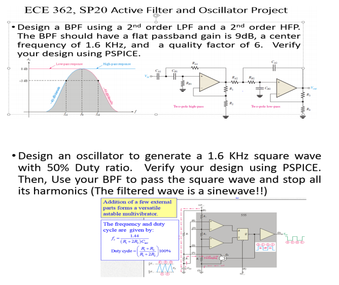 ECE 362, SP20 Active Filter and Oscillator Project • | Chegg.com