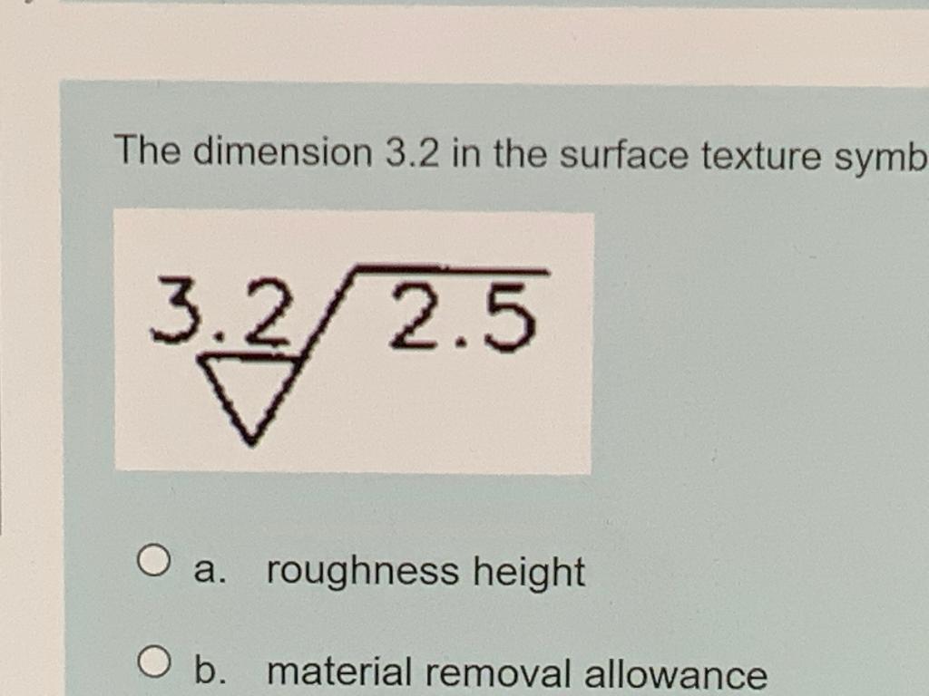 Solved The dimension 3.2 in the surface texture symbol | Chegg.com Solved The dimension 3.2 in the surface texture symbol | Chegg.com
