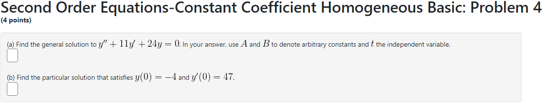 Solved Second Order Equations-Constant Coefficient | Chegg.com