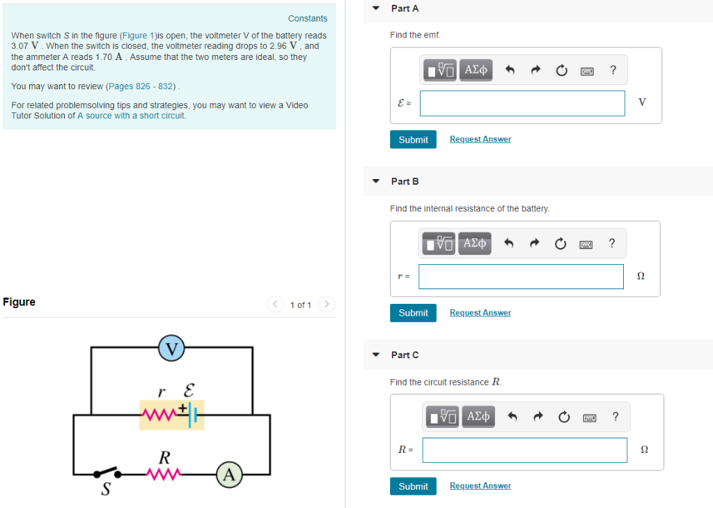 Solved Part A Constants Find the emf When switch S in the | Chegg.com