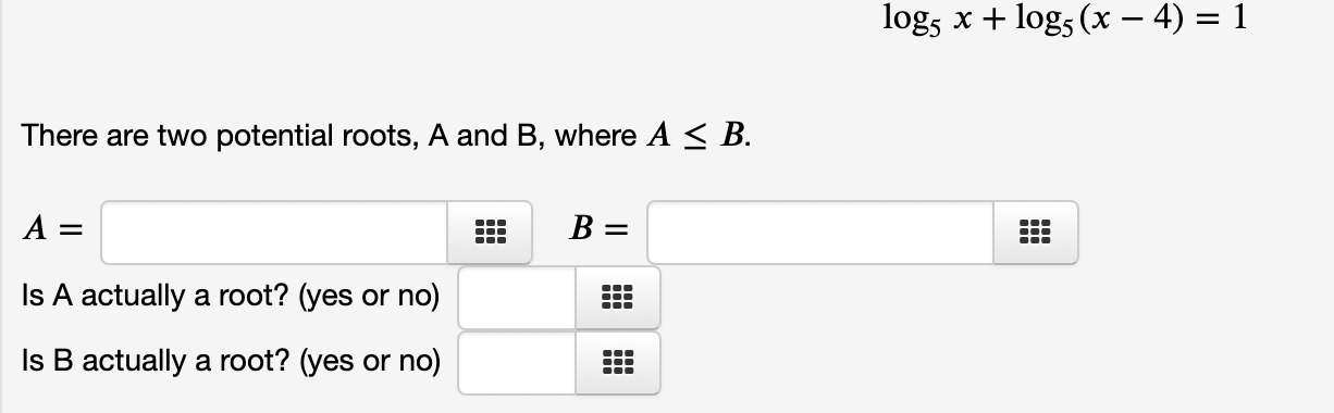 Solved log5 x + log5 (x – 4) = 1 There are two potential | Chegg.com
