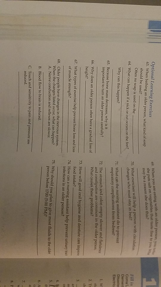 Solved Optional Learning Exercises 63. When bathing 69. When | Chegg.com