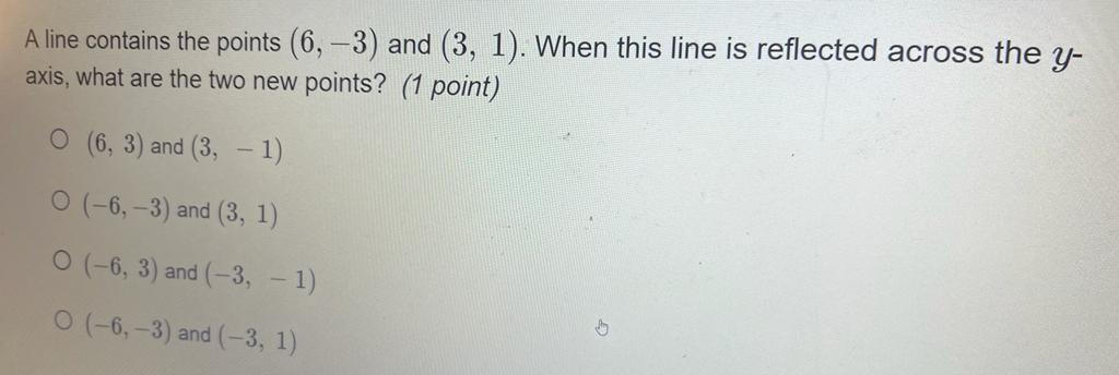 Solved A line contains the points (6,−3) and (3,1). When | Chegg.com