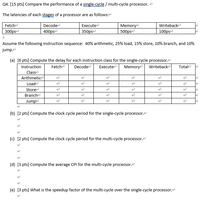 Q4. [15 ﻿pts] ﻿Compare the performance of a | Chegg.com