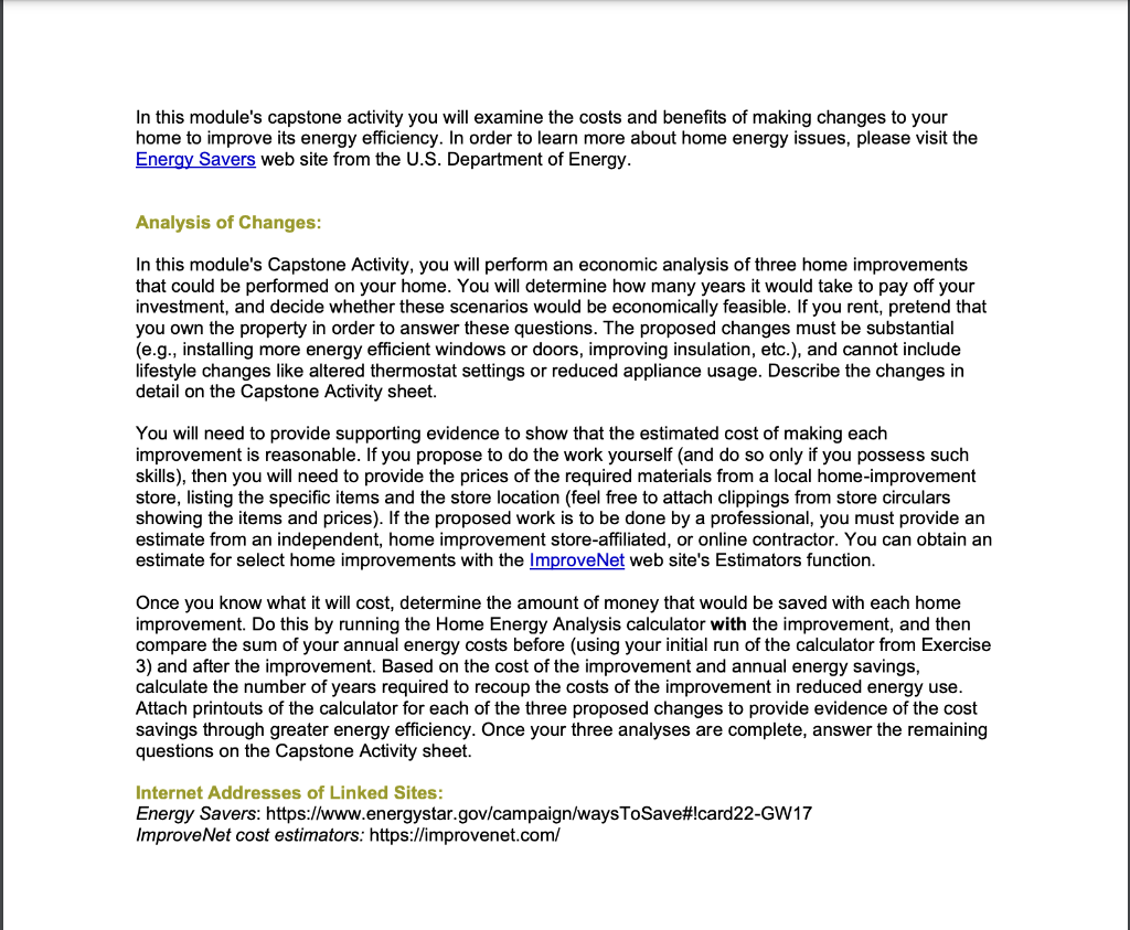 Capstone Activity Introduction The Other Three Weeks