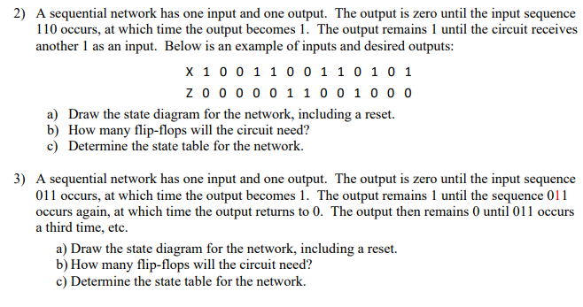 Solved 2) A sequential network has one input and one output. | Chegg.com