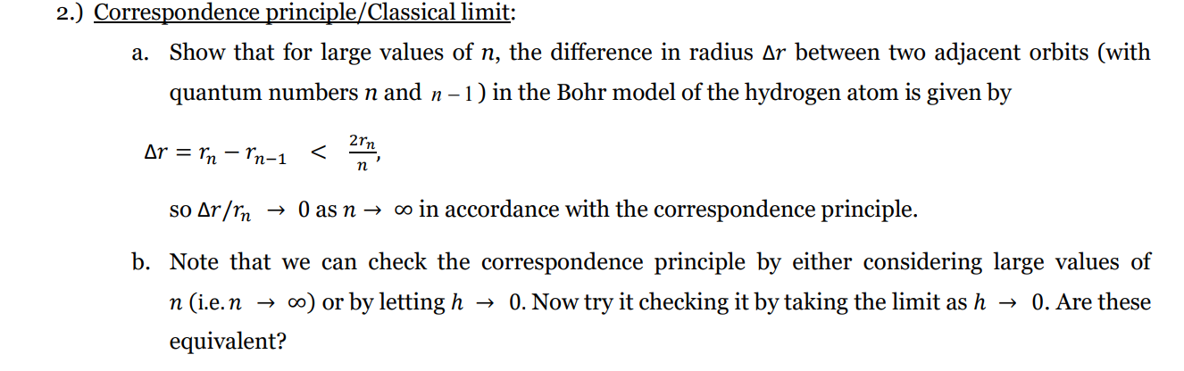 Solved Correspondence principle/Classical limit: a. Show | Chegg.com