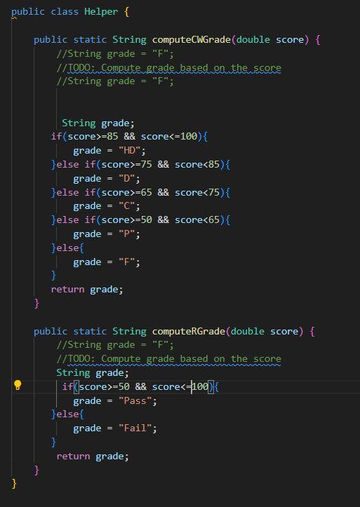 Solved public class Helper \{ public static String | Chegg.com