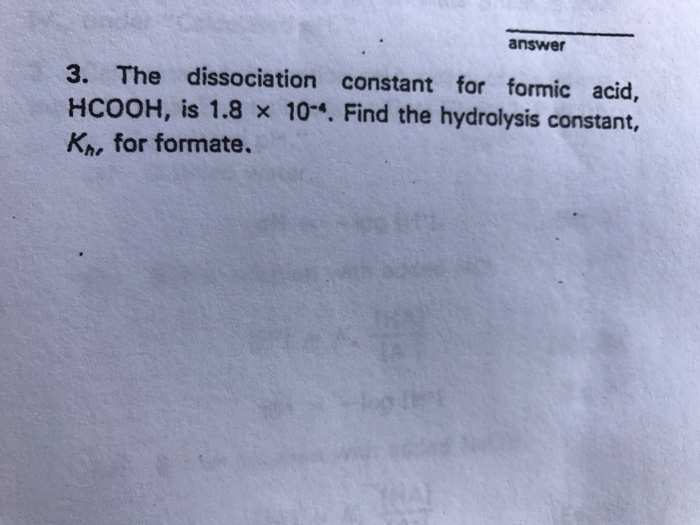 Solved The dissociation constant for formic acid, HCOOH, is | Chegg.com