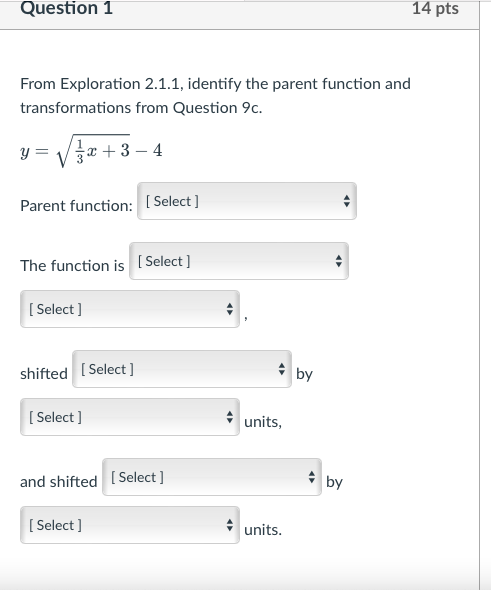 Solved From Exploration 2.1.1, identify the parent function | Chegg.com Solved From Exploration 2.1.1, identify the parent function | Chegg.com