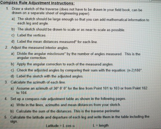 Solved LAB #8: COMPASS RULE ADJUSTMENT OF A CLOSED TRAVERSE | Chegg.com