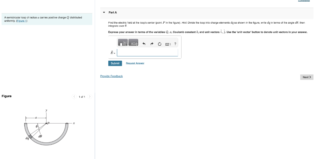 Solved A semicircular loop ot radius a carries positive | Chegg.com