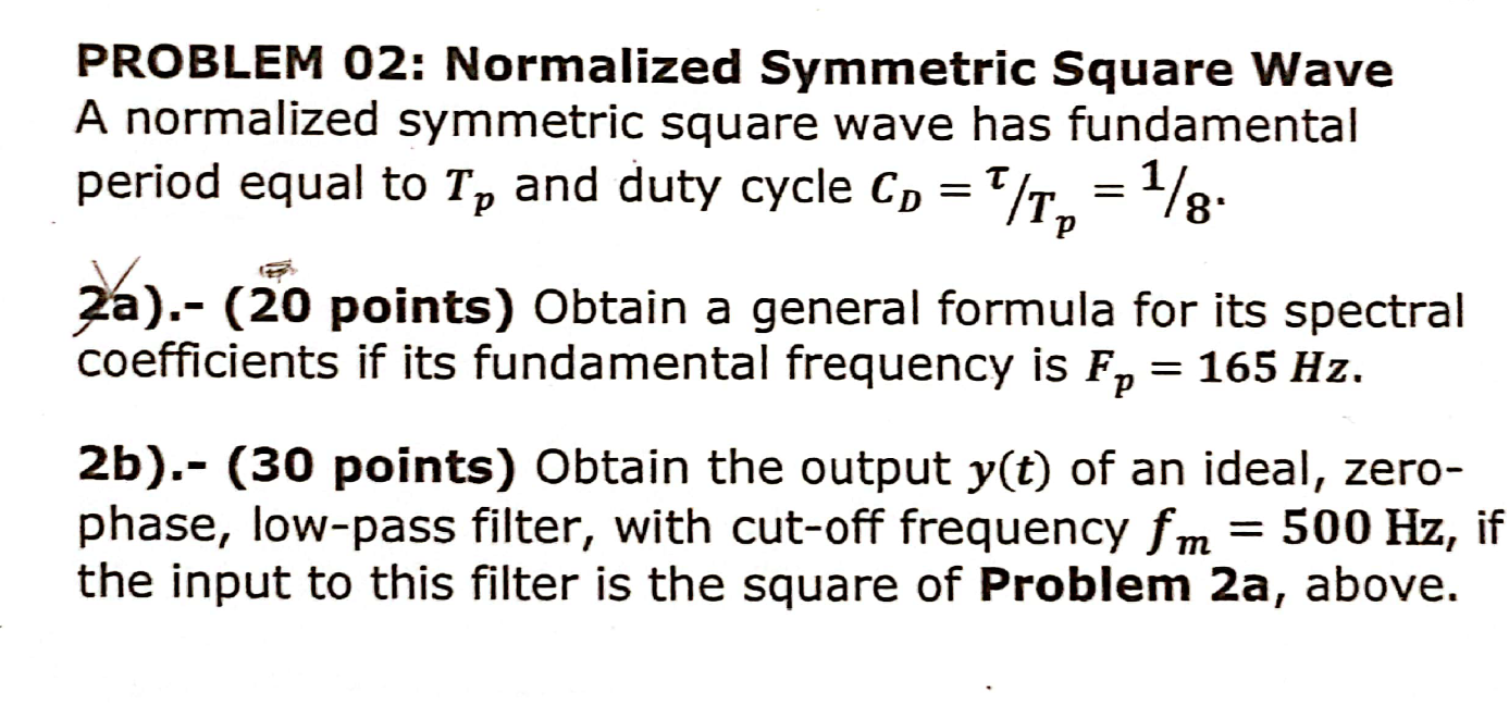 Solved PROBLEM 02: Normalized Symmetric Square Wave A | Chegg.com