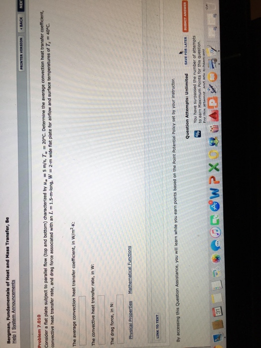 Solved NEX Consider a flat plate subject to parallel flow | Chegg.com