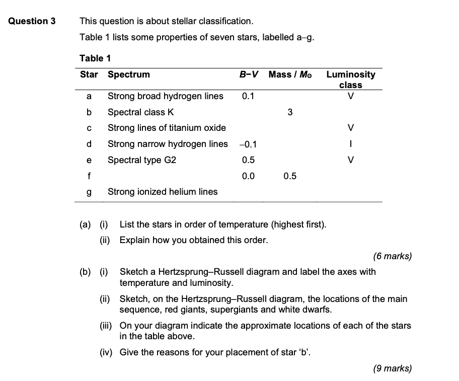 Solved Question 3 This question is about stellar | Chegg.com