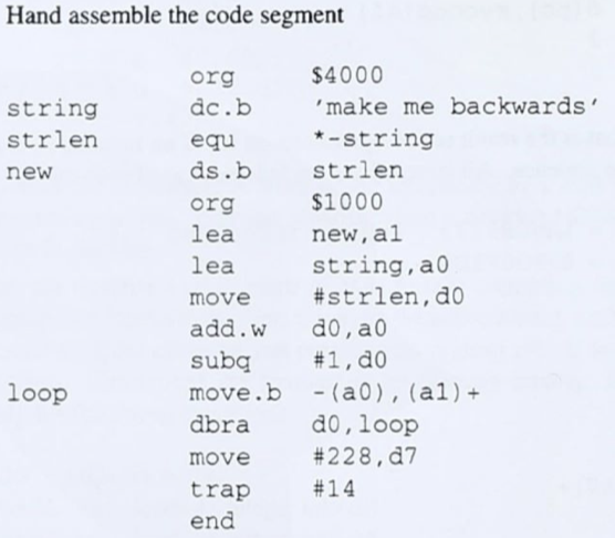 Motorola MC68000 Hand Assemble the assembly code | Chegg.com
