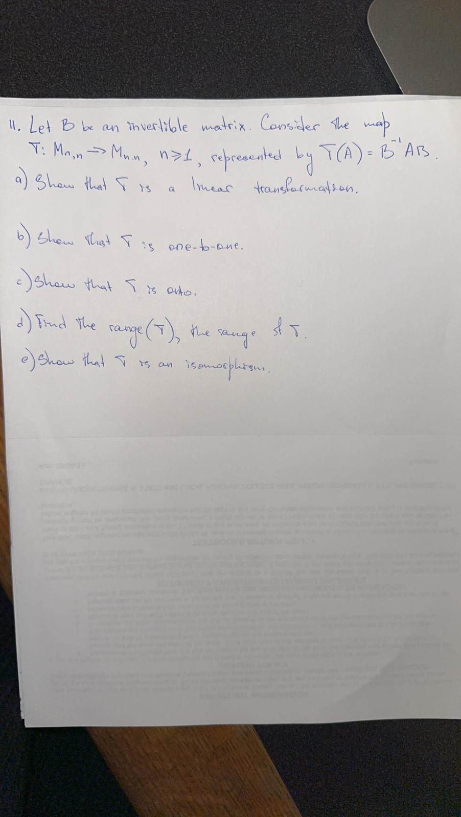 Solved 11. Let B be an invertible matrix. Consider the map | Chegg.com