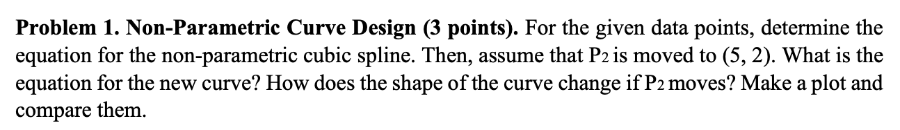 Solved Problem 1. Non-Parametric Curve Design (3 points). | Chegg.com