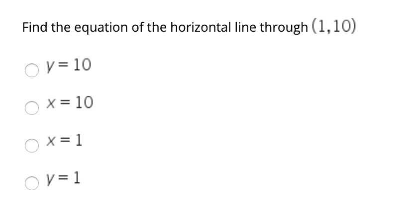 Solved Find the equation of the horizontal line through | Chegg.com