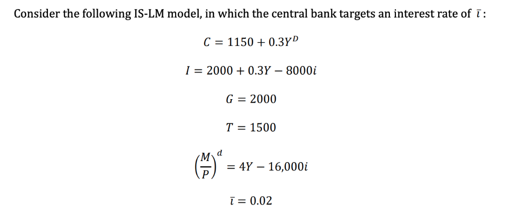 Solved Consider the following IS-LM model, in which the | Chegg.com