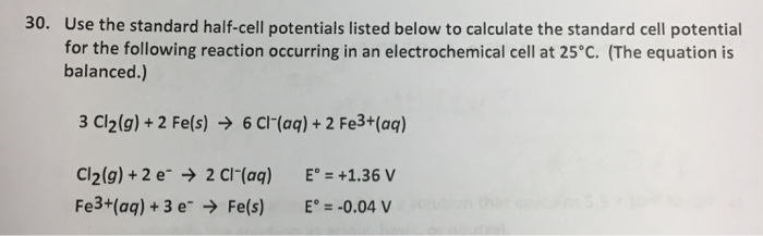 Solved Use the standard half-cell potentials listed below to | Chegg.com