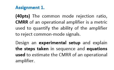 Solved Assignment 1. (40pts) The common mode rejection | Chegg.com
