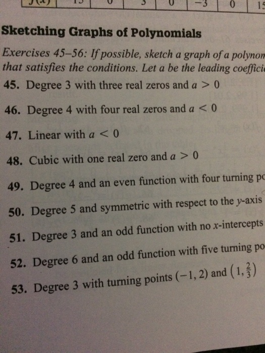 Solved Sketching Graphs of Polynomials Exercises 45-56: If | Chegg.com