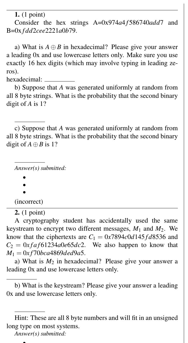 Solved 1. (1 point) Consider the hex strings | Chegg.com