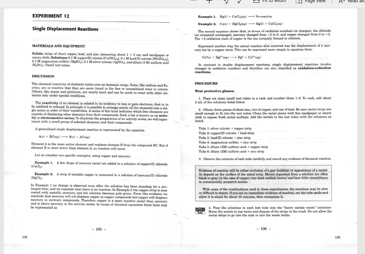 IL LU Wii U Paye view A Redu ale EXPERIMENT 12 Single | Chegg.com