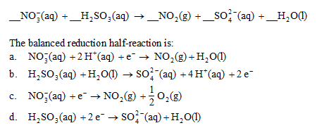Solved a) Consider the following unbalanced redox | Chegg.com