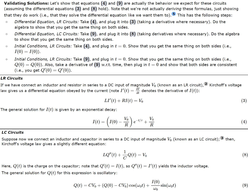 Solved Validating Solutions: Let's show that equations (4) | Chegg.com