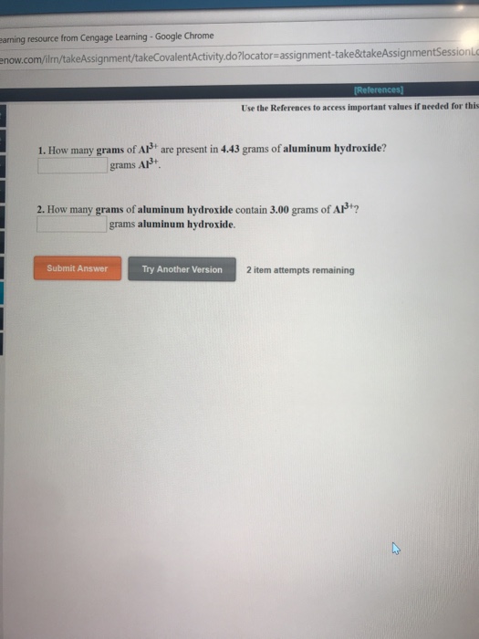 Solved 1.How many grams of Al3+ are present in 4.43 grams of | Chegg.com