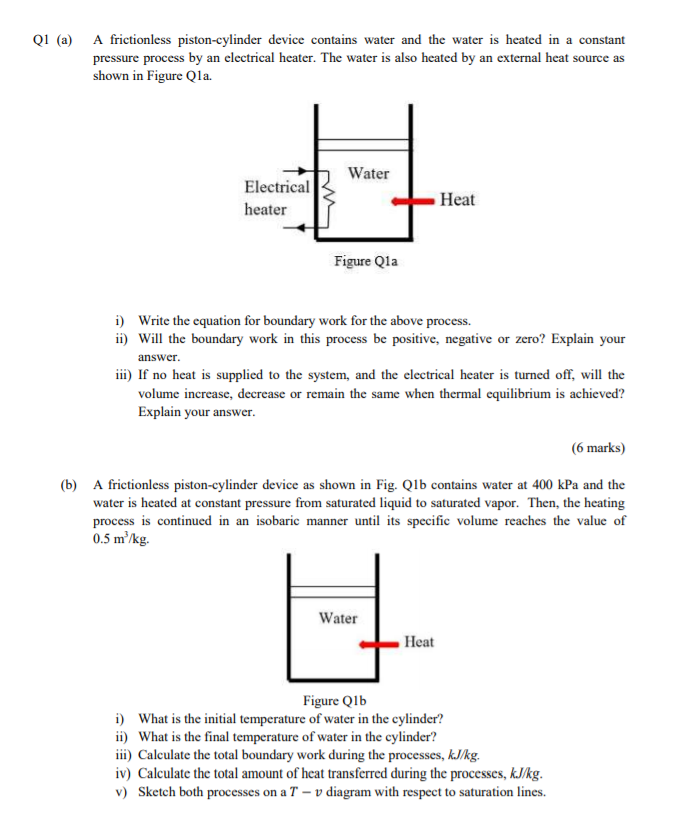 Solved Q1 (a) A frictionless piston-cylinder device contains | Chegg.com