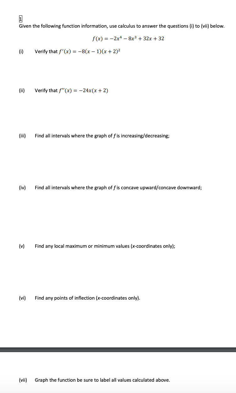 Solved Given The Following Function Information Use
