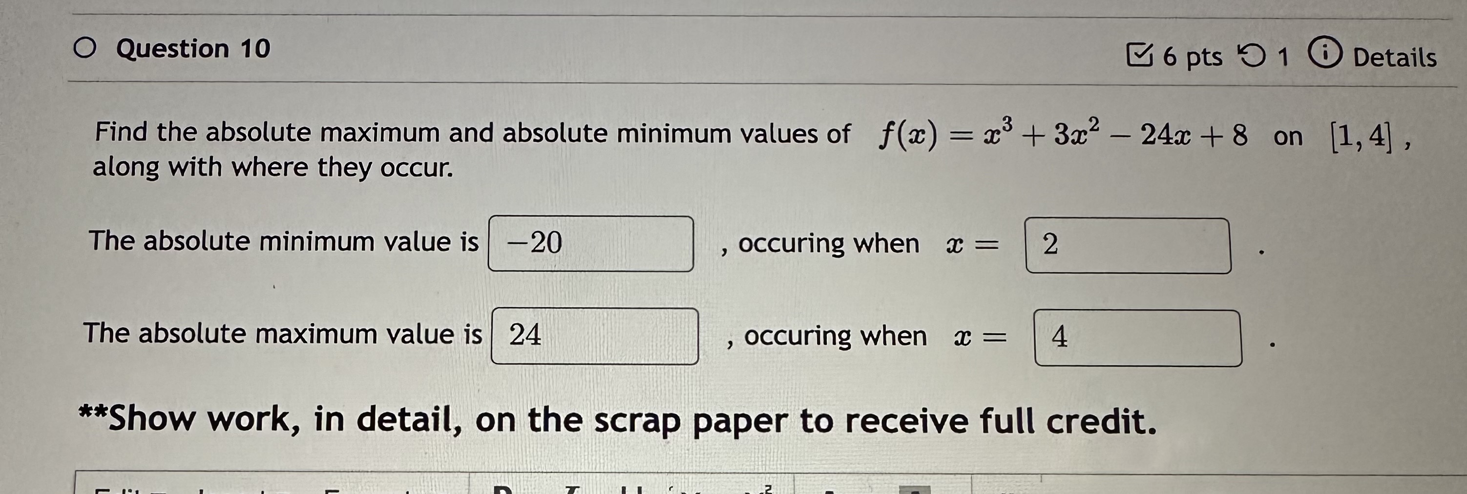 Solved Find the absolute maximum and absolute minimum values | Chegg.com