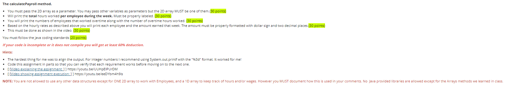 Solved A03-Payroll Students will learn • implement 2D arrays | Chegg.com