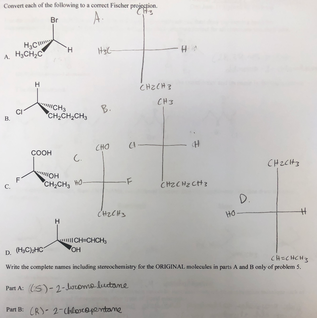 Solved Convert each of the following to a correct Fischer | Chegg.com
