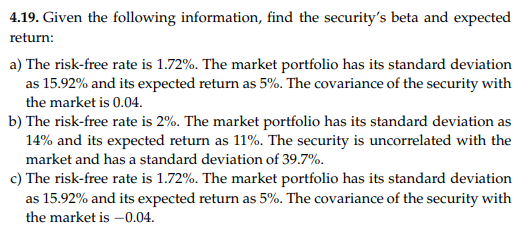 Solved .19. Given the following information, find the | Chegg.com