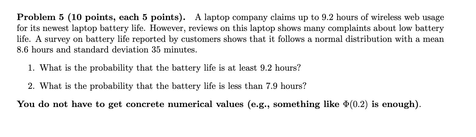 Solved Problem 5 (10 points, each 5 points). A laptop | Chegg.com