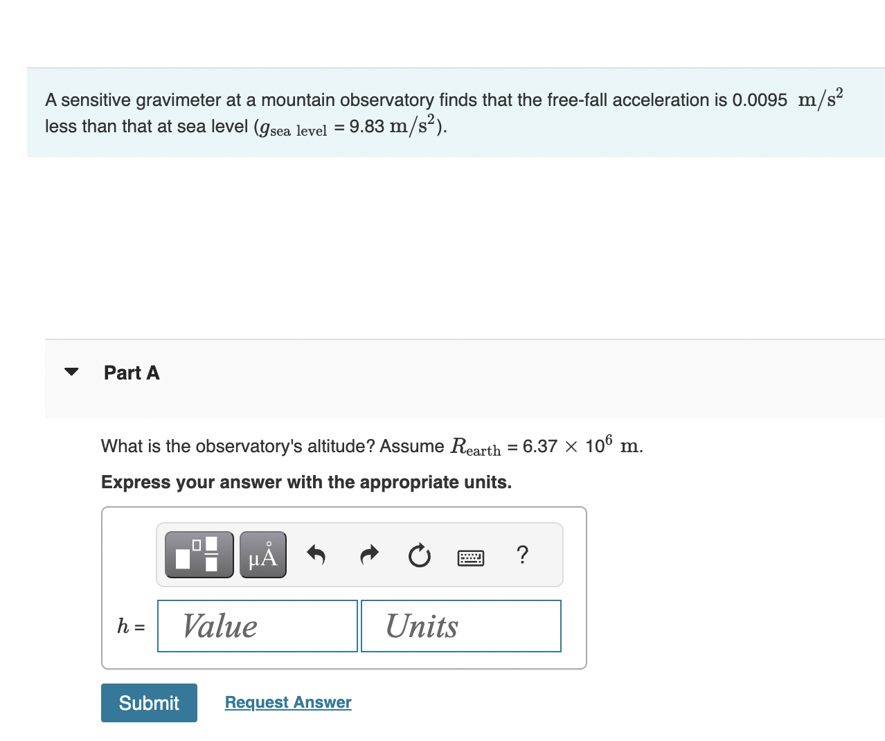 Solved A sensitive gravimeter at a mountain observatory | Chegg.com