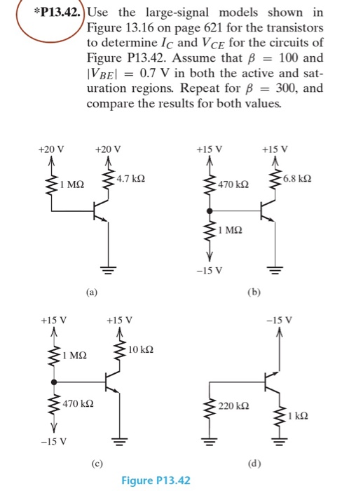 Solved *P13.42. Use the large-signal models shown in Figure | Chegg.com