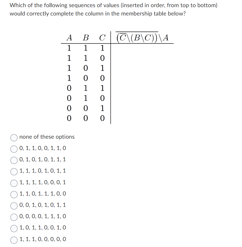 Solved Which of the following sequences of values (inserted | Chegg.com