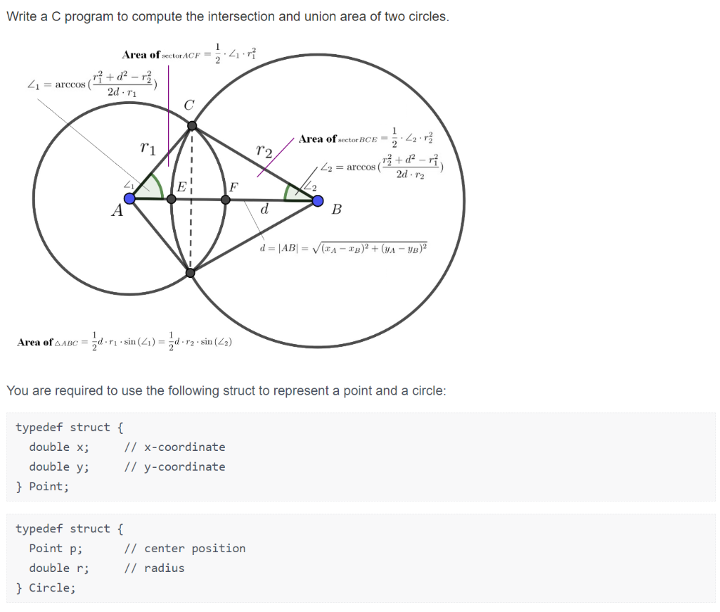 Solved Write a C program to compute the intersection and | Chegg.com