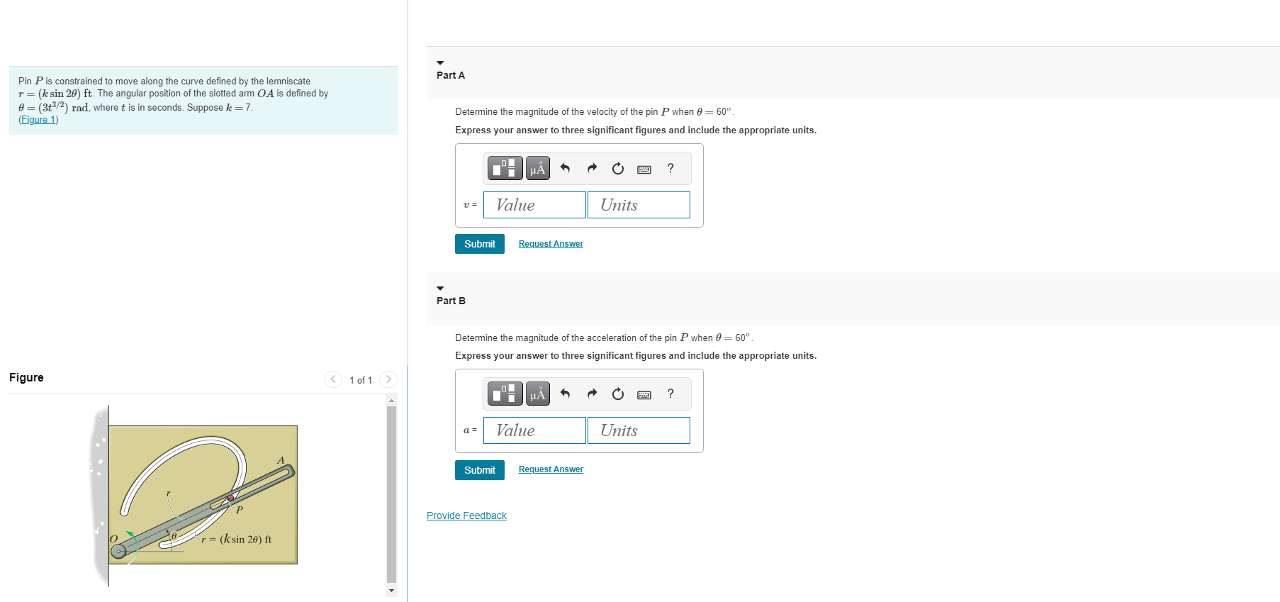 Solved Pin P is constrained to move along the curve defined | Chegg.com