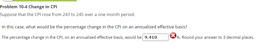 Solved Problem 10-4 Change in CPI Suppose that the CPI rose | Chegg.com